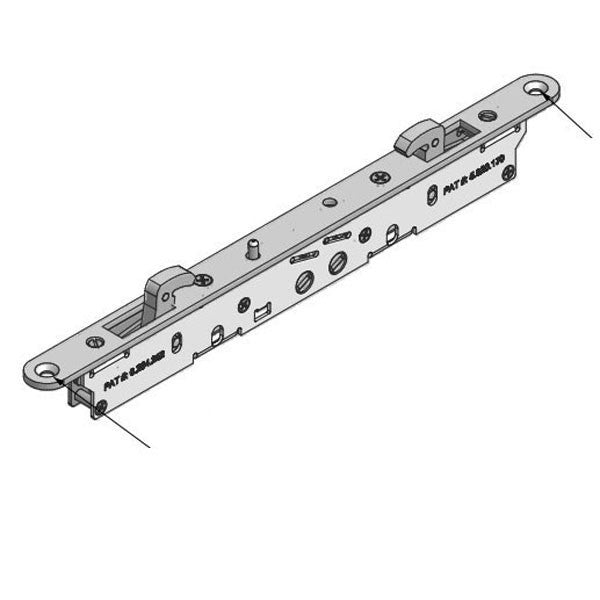 2-Point Double Hook Sliding Door Lock, 11-3/4 Face With Pin